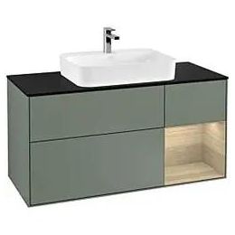 Villeroy & Boch Villeroy und Boch Finion Waschtischunterschrank G422PCGM 120cm, Abdeckplatte black matt, Emotion, Regal rechts Oak veneer, Olive Matt Lacquer