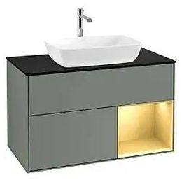 Villeroy & Boch Villeroy und Boch Finion Waschtischunterschrank G782HFGM 100cm, Abdeckplatte black matt, Emotion, Regale Gold matt lacquer, Olive Matt Lacquer