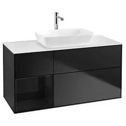 Villeroy & Boch Villeroy und Boch Finion Waschtischunterschrank G821PHPD 120cm, Abdeckplatte white matt, Emotion, Regale Glossy black lacquer, Black matt lacquer