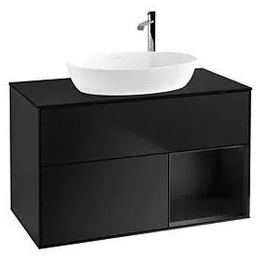 Villeroy & Boch Villeroy und Boch Finion Waschtischunterschrank G902PDPD 100cm, Abdeckplatte black matt, Emotion, Regale Black matt lacquer, Black matt lacquer