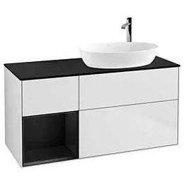 Villeroy & Boch Villeroy und Boch Finion Waschtischunterschrank G922PDMT 120cm, Abdeckplatte black matt, Emotion, Regale Black matt lacquer, White matt lacquer