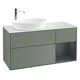 Villeroy & Boch Villeroy und Boch Finion Waschtischunterschrank G931HGGM 120cm, Abdeckplatte white matt, Emotion, Regale Midnight matt lacquer, Olive Matt Lacquer