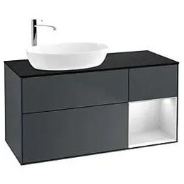 Villeroy & Boch Villeroy und Boch Finion Waschtischunterschrank G932MTHG 120cm, Abdeckplatte black matt, Emotion, Regale White matt lacquer, Midnight Blue Matt Lacquer