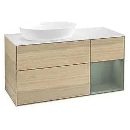 Villeroy & Boch Villeroy und Boch Finion Waschtischunterschrank GA51GMPC 120cm, Abdeckplatte white matt, Emotion, Regale Olive matt lacquer, Oak Veneer