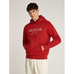 Hoodie Tommy Hilfiger "BIG HOODY" Gr. L, rot (dark magma) Herren Sweatshirts mit kontrastfarbenen Print