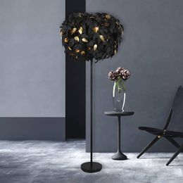 REALITY LEUCHTEN Stehlampe Leavy, schwarz/gold, Höhe 180 cm, Kunststoff