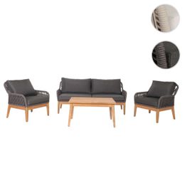 Mendler Gartengarnitur HWC-H56b, Lounge-Set Gartenlounge Sofa Sessel Tisch, Seilgeflecht Rope Holz Akazie ~ 106660+106662