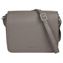 Bruno Banani Damen Umhängetasche, grau, Leder, leicht glänzend, unifarben, Taschen, echt Leder