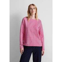 Street One Damen Langarmshirt, pink, Gr. 38, unifarben mit Farbeinsatz, Web, 52% Baumwolle, 46% Polyester, 2% Elasthan, Shirts, mit dekorativer