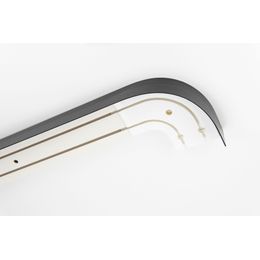 Schienensystem Garesa, L:450cm, schwarz, Kunststoff, Gardinenstangen, "Kunststoffschiene mit Blende", seitlich mit 2 Rundb&ouml;gen (kein Spalt zwischen