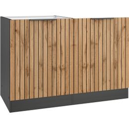 Spülenschrank KOCHSTATION, B:120cm H:82cm T:60cm, grau, Holzwerkstoff, Küche, Schränke, "KS-Lagos, geeignet für vollintegrierte Geschirrspüler",