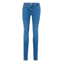 Skinny-fit-Jeans Tommy Hilfiger "HERITAGE COMO SKINNY RW" Gr. 27, Länge 32, blau (nos mid blue) Damen Jeans mit Tommy Hilfiger Logo-Badge