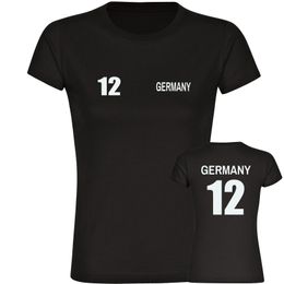 multifanshop® Damen T-Shirt - Germany - Trikot 12 - Druck weiß