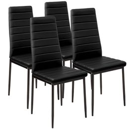 TecTake&reg; Set Esszimmerstuhl, gepolstert mit Kunstlederbezug, schlanke Stahlbeine, 45 x 48 x 98,5 cm