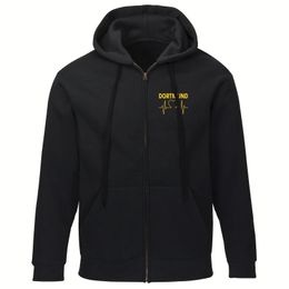 multifanshop Kapuzen Sweatshirt Jacke - Dortmund - Herzschlag - Druck gelb - Jacke