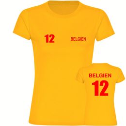 multifanshop® Damen T-Shirt - Belgien - Trikot 12 - Druck rot