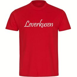 multifanshop® Herren T-Shirt - Leverkusen - Schriftzug - Druck weiß