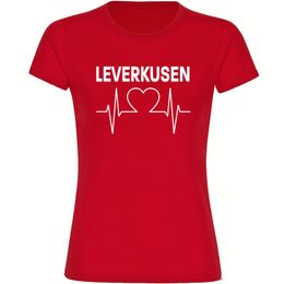 multifanshop® Damen T-Shirt - Leverkusen - Herzschlag - Druck weiß