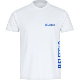 multifanshop® Kinder T-Shirt - Bielefeld - Brust & Seite - Druck blau