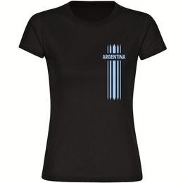 multifanshop® Damen T-Shirt - Argentina - Streifen - Druck hellblau