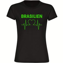 multifanshop® Damen T-Shirt - Brasilien - Herzschlag - Druck gelb