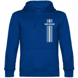 multifanshop Kapuzen Sweatshirt - Karlsruhe - Streifen - Druck wei&szlig; - Hoodie