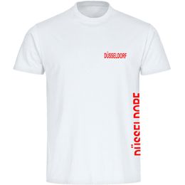 multifanshop® Herren T-Shirt - Düsseldorf - Brust & Seite - Druck rot