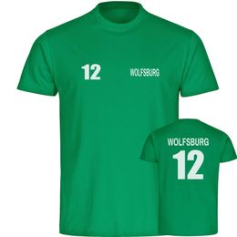 multifanshop® Herren T-Shirt - Wolfsburg - Trikot 12 - Druck weiß