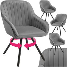 TecTake&reg; Drehbarer Armlehnstuhl , gepolstert, in Samtoptik, 360&deg; drehbar, schlanke Stahlbeine, 58 x 58 x 82 cm