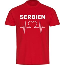 multifanshop® Herren T-Shirt - Serbien - Herzschlag - Druck weiß