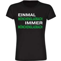 multifanshop® Damen T-Shirt - Mönchengladbach - Einmal Immer - Druck grün