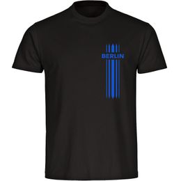 multifanshop® Herren T-Shirt - Berlin blau - Streifen - Druck blau