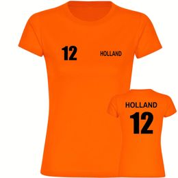 multifanshop® Damen T-Shirt - Holland - Trikot 12 - Druck schwarz