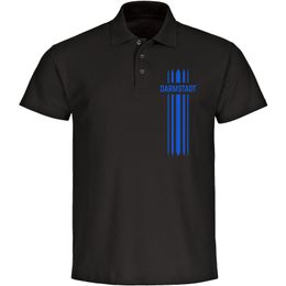 multifanshop® Poloshirt - Darmstadt - Streifen - Druck blau