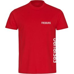 multifanshop® Kinder T-Shirt - Freiburg - Brust & Seite - Druck weiß