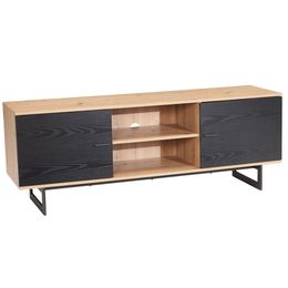 Wohnling Lowboard 150 cm TV Schrank Fernsehkommode Fernsehschrank Eiche Schwarz