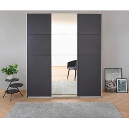 Schwebetürenschrank Rauch "Kleiderschrank Schrank Garderobe BESTSELLER KOLUNA mit Spiegel" Schränke Gr. B/H/T: 203 cm x 210 cm x 62 cm, 3 St., grau (graumetallic) inkl. 2 Innenschubladen sowie extra Einlegeböden MADE IN GERMANY