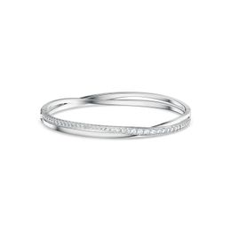 Armreif Swarovski "Twist Rows, weiss, rhodiniert, 5565210, 5572725, 5572726" Armbänder Gr. S, Metall, silberfarben (metallfarben, kristallweiß, kristallweiß) Damen mit Swarovski Kristall