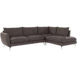 Modernes Ecksofa Lisa mit Metall Füßen, Khaki Luxusmicrofaser