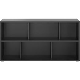 Miliboo Niedriger Bücherschrank mit schwarzem Holzfinish B140 cm EPURE