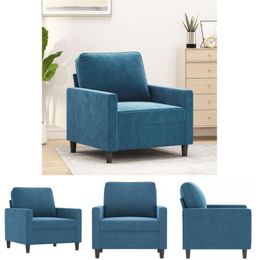 Sessel Blau 60 cm Samt - Sofas - Blau - The Living Store