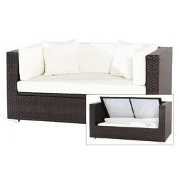 OUTFLEXX 2-Sitzer Sofa, braun, Polyrattan, 152x85x70cm, inkl. Polster, wasserfeste Kissenbox