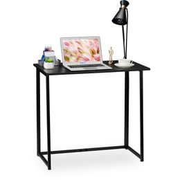 Schreibtisch klappbar, platzsparender Bürotisch zum Klappen, Home Office, Jugendzimmer, 74,5x80x45cm, schwarz - Relaxdays