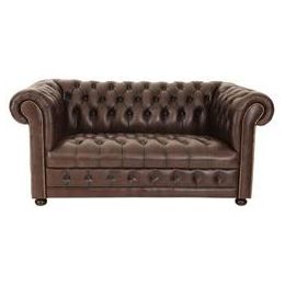 Zweisitzer-Sofa Chesterfield Manchester aus echtem Rindsleder Braun