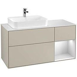 Villeroy & Boch Villeroy und Boch Finion Waschtischunterschrank G401MTHH 120cm, Abdeckplatte white matt, Emotion, Regal rechts White matt lacquer, Sand Matt Lacquer