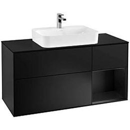 Villeroy & Boch Villeroy und Boch Finion Waschtischunterschrank F422PDPD 120cm, Abdeckplatte black matt, Regal rechts Black matt lacquer, Black matt lacquer