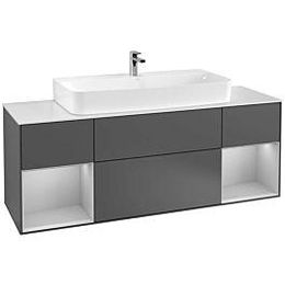 Villeroy & Boch Villeroy und Boch Finion Waschtischunterschrank G211GJGK 160cm, Abdeckplatte white matt, Emotion, Regale Light grey matt lacquer, Anthracite matt