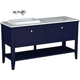 Vitra Valarte Einbauwaschtisch-Möbel-Set 65784 118x52x87,5cm, links, 2 Vollauszüge, Korpus stahlblau/Waschtisch weiß hochglanz