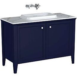 Vitra Valarte Einbauwaschtisch-Möbel-Set 65774 118x52x87,5cm, 2 Türen, Korpus stahlblau/Waschtisch weiß hochglanz