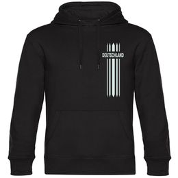 multifanshop® Kapuzen Sweatshirt - Deutschland - Streifen - Druck weiß